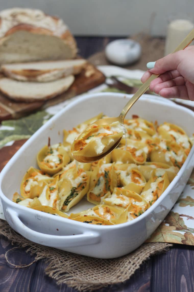 Vegan Stuffed Butternut Squash Shells with Sage Cashew Cream Sauce ...