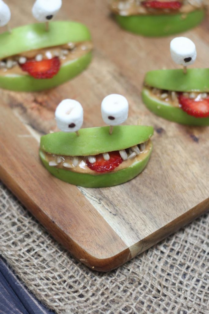 Healthy Halloween Snacks for Kids | Apple and Almond Butter Alien ...
