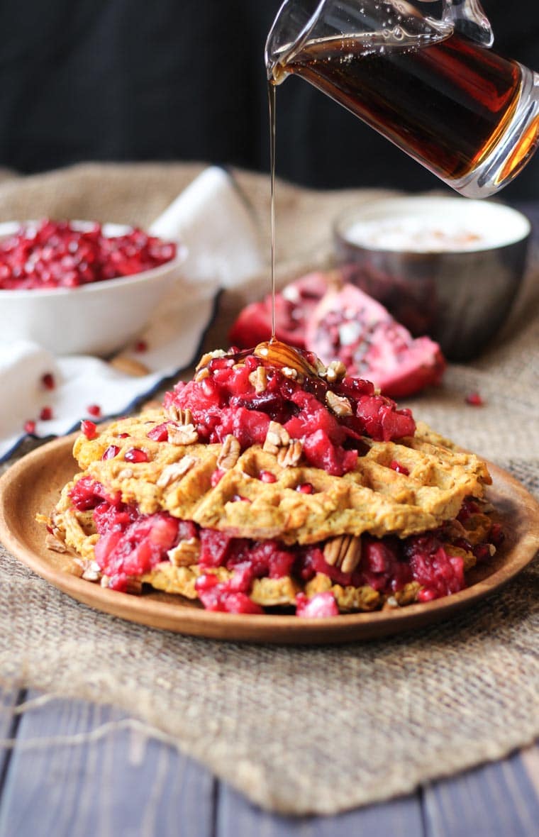 Sweet Potato Waffle Latkes with Cranberry Compote - Abbey's Kitchen