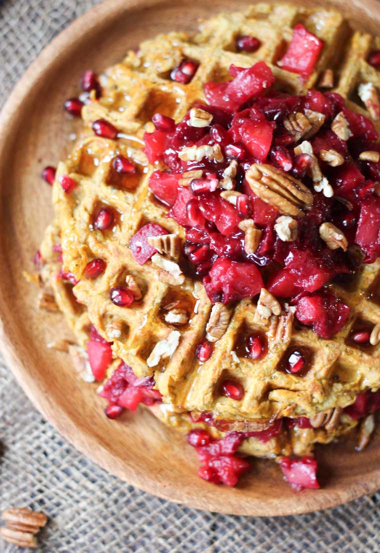 Sweet Potato Waffle Latkes with Cranberry Compote - Abbey's Kitchen