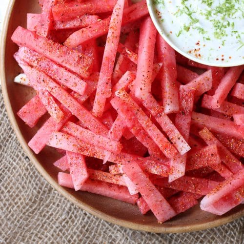 Watermelon Fries with Coconut Lime Dip | Healthy Summer Snack! - Abbey ...