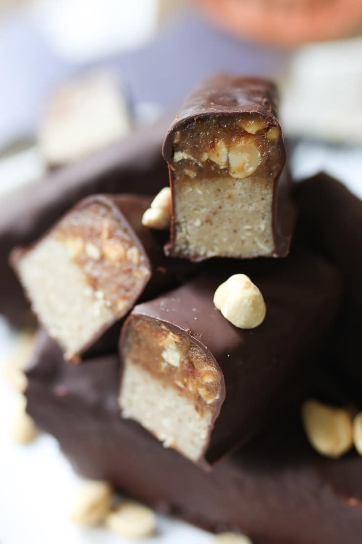 Homemade Snickers Bars (Healthy Vegan Copycat Recipe) - Abbey's Kitchen