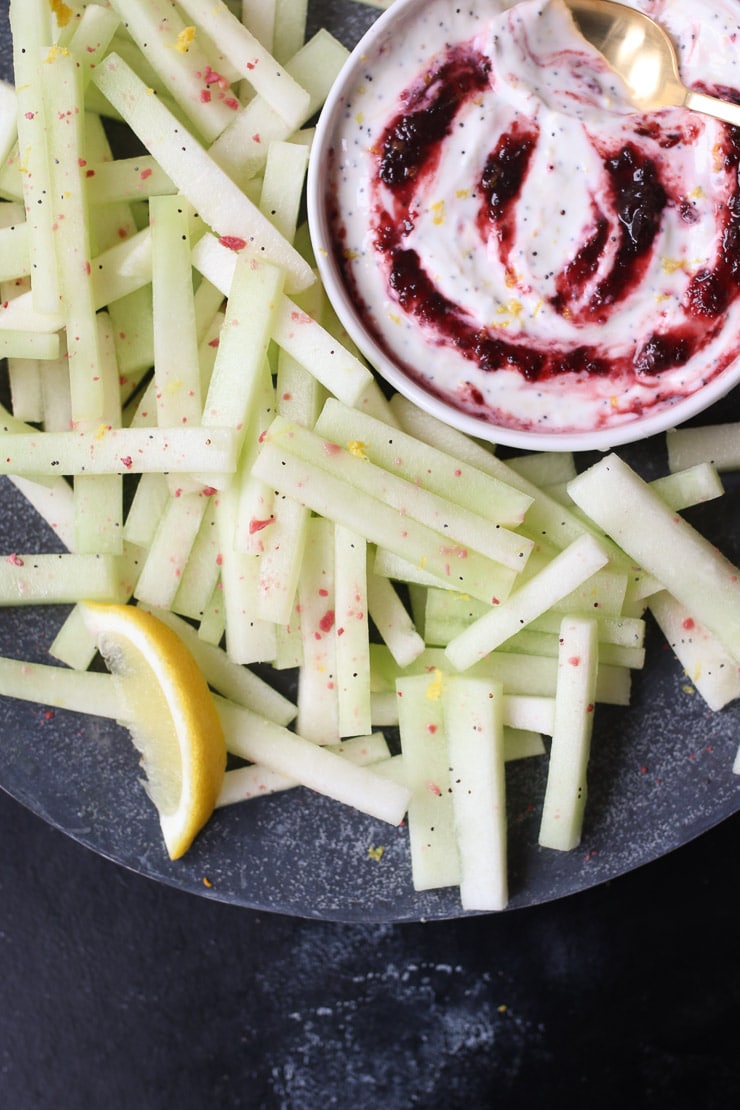 Summer Melon Sticks with Lemon Cherry Dip (Easy Vegan Snack) - Abbey's ...