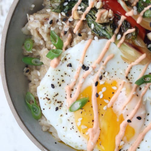 Korean Savoury Oatmeal with Runny Egg | Easy Pantry Staple Recipe