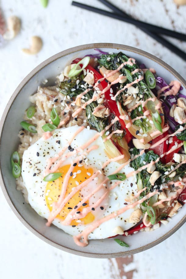 Korean Savoury Oatmeal with Runny Egg | Easy Pantry Staple Recipe