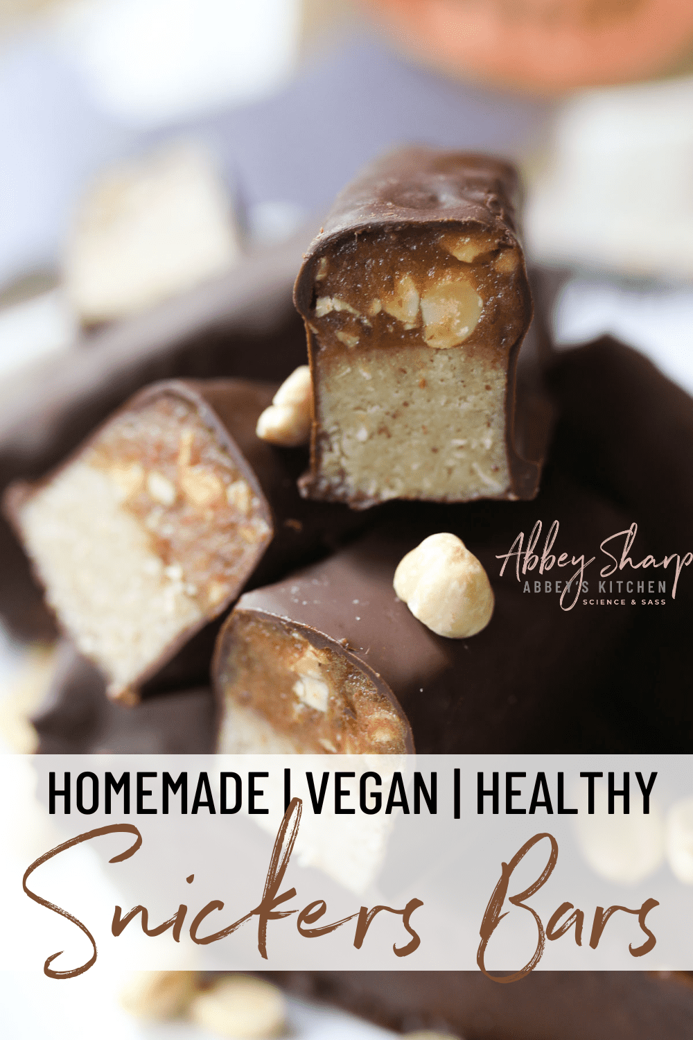 Homemade Snickers Bars (Healthy Vegan Copycat Recipe) - Abbey's Kitchen