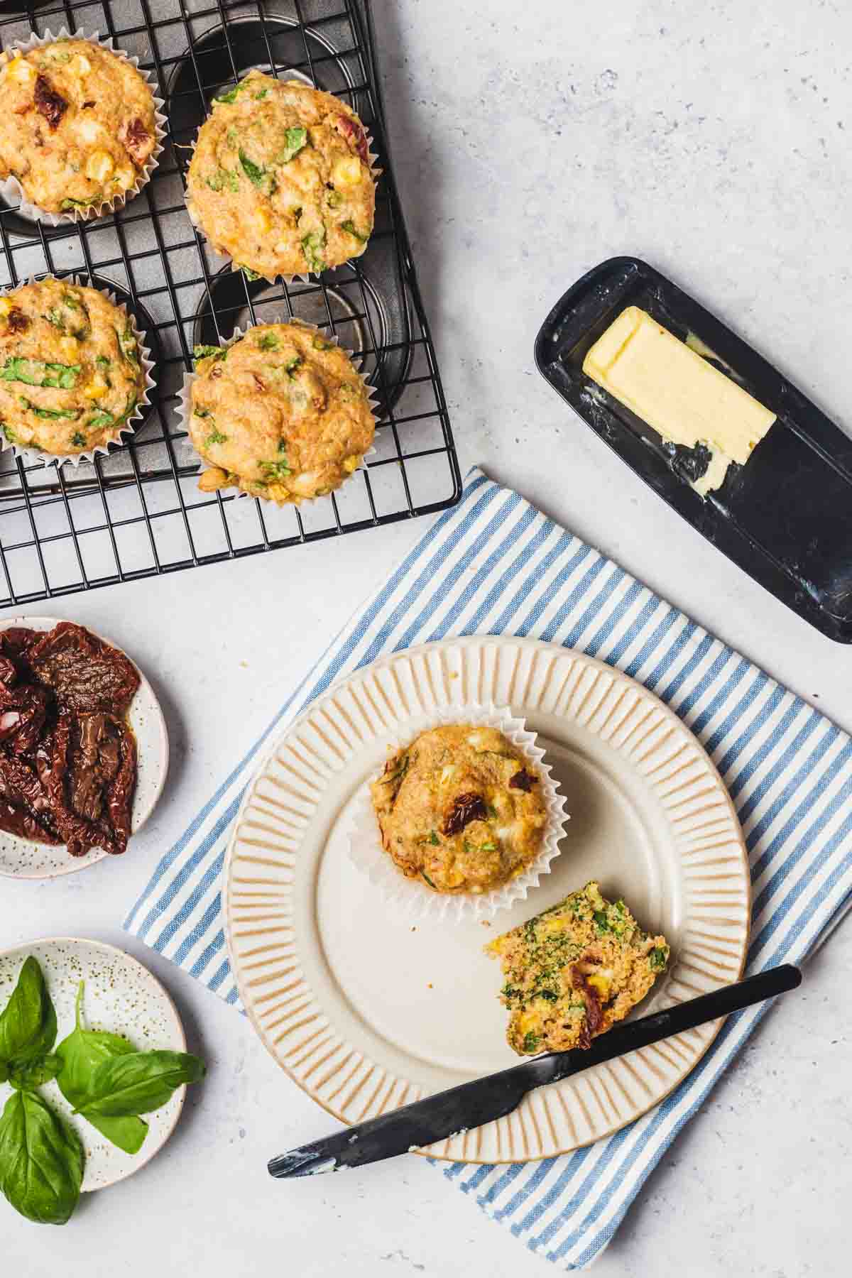 Savoury Muffins with Sun-dried Tomato and Feta - Abbey's Kitchen