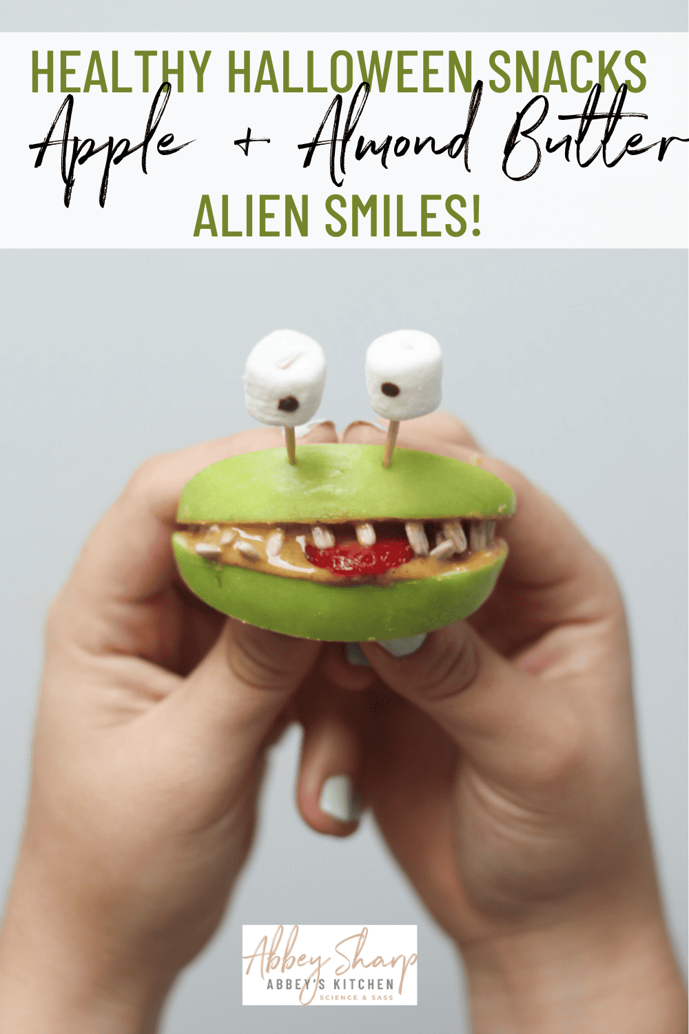 Healthy Halloween Snacks for Kids | Apple and Almond Butter Alien ...